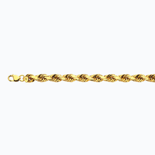 14K 12MM YELLOW GOLD SOLID DC ROPE 8" CHAIN BRACELET (AVAILABLE IN LEN ...