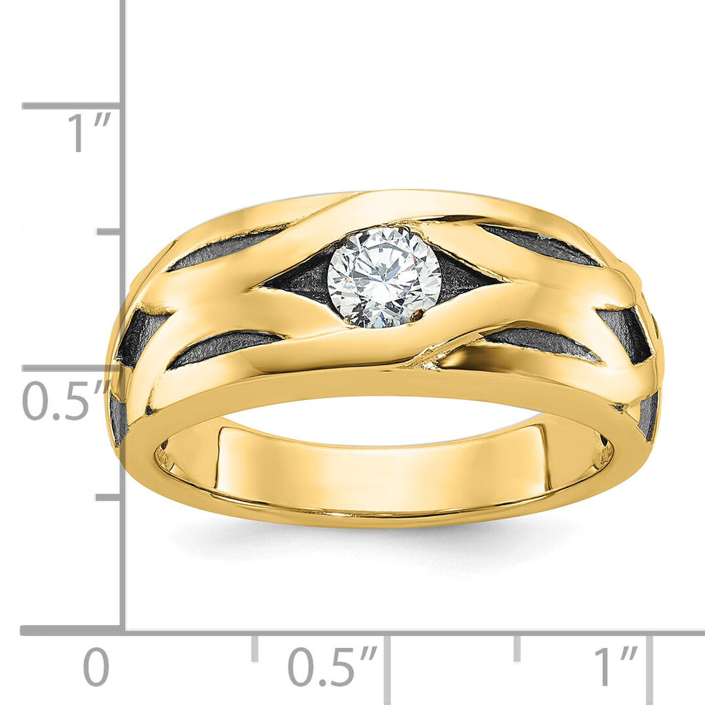 IBGoodman 14k with Black Rhodium Men's Polished Satin and Grooved 1/3 ...